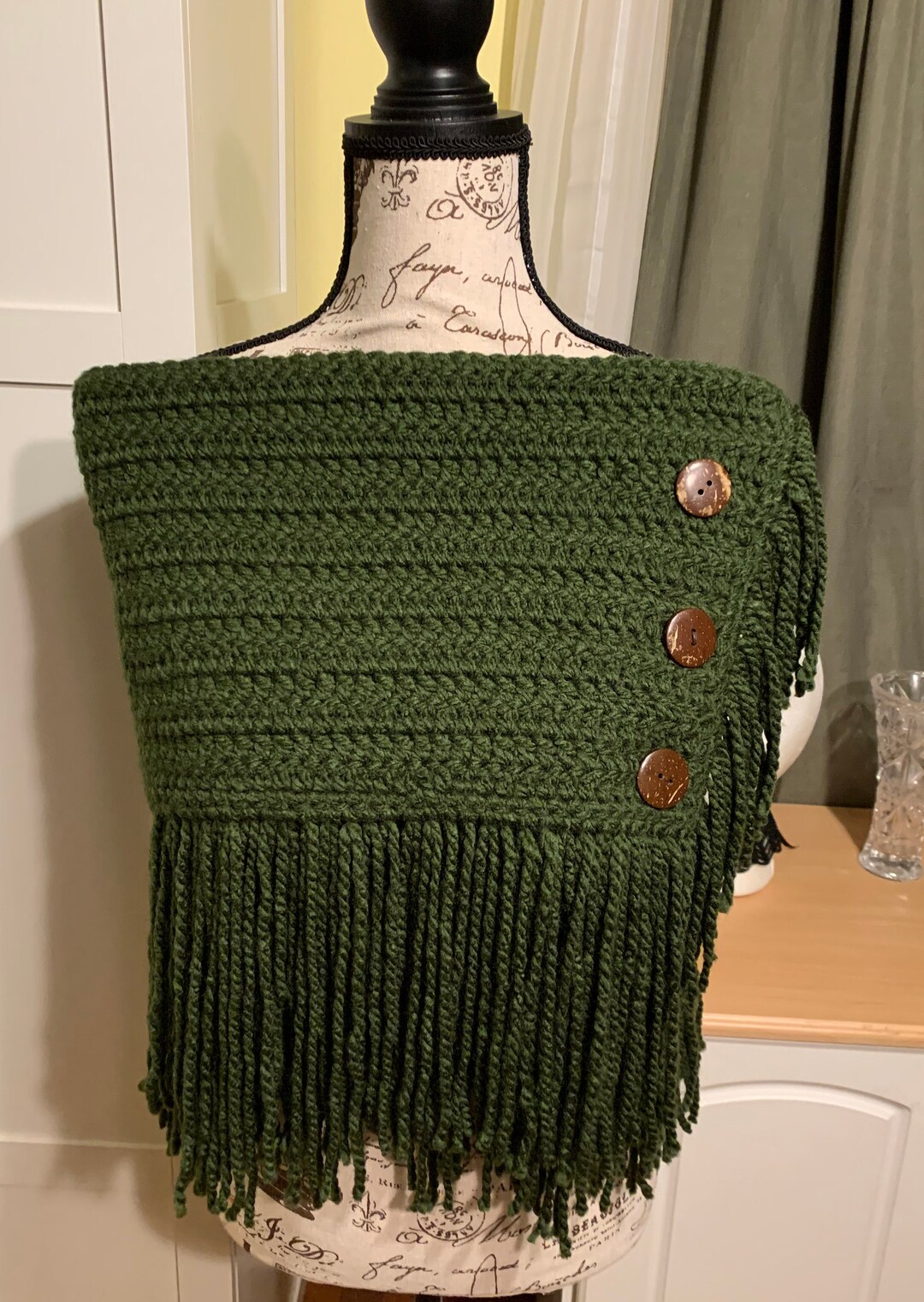 Wrap With Fringe and Buttons; Warm and Stylish! - Etsy