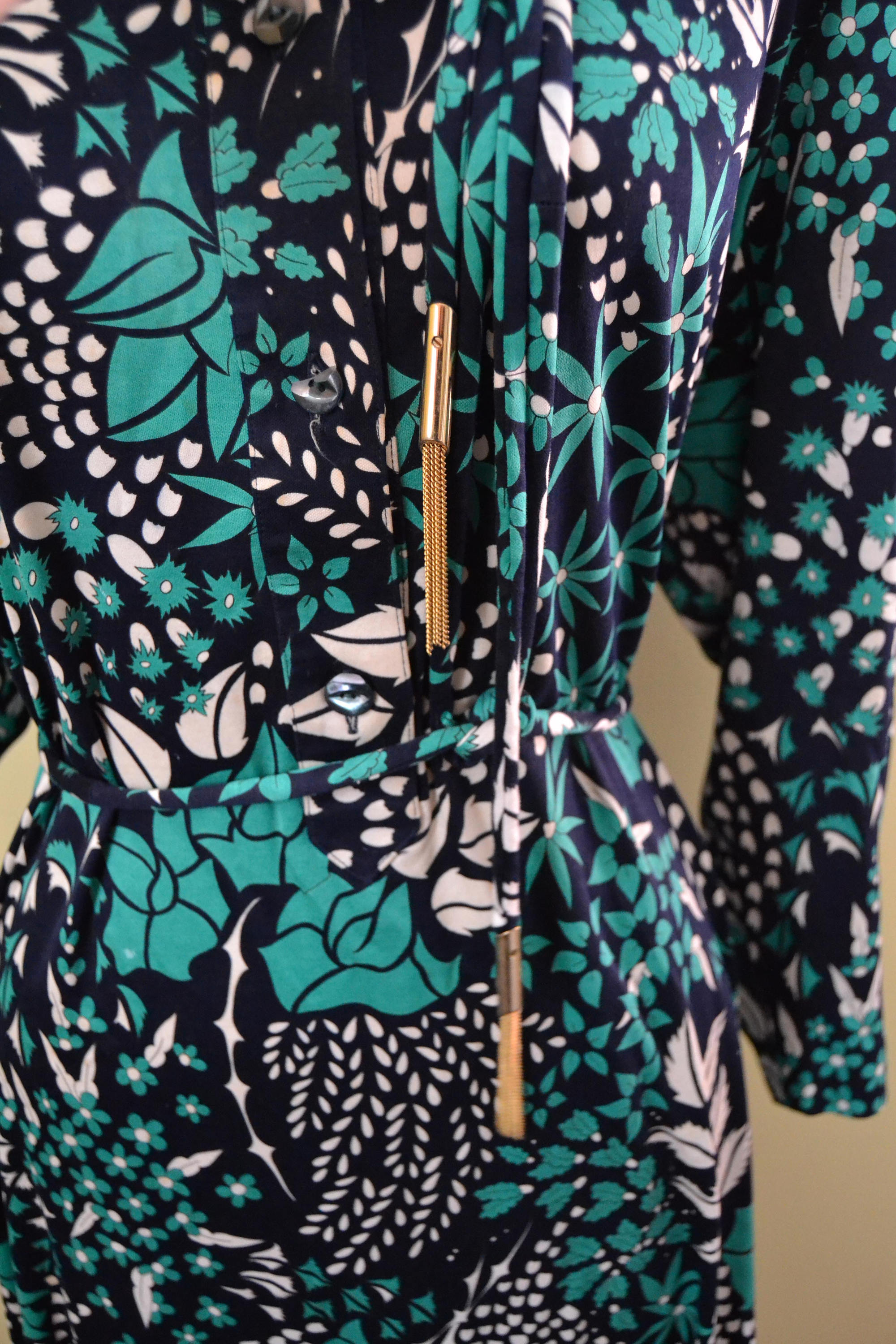 Vintage 1970s Averardo Bessi Dress / Cotton Blue and Green - Etsy