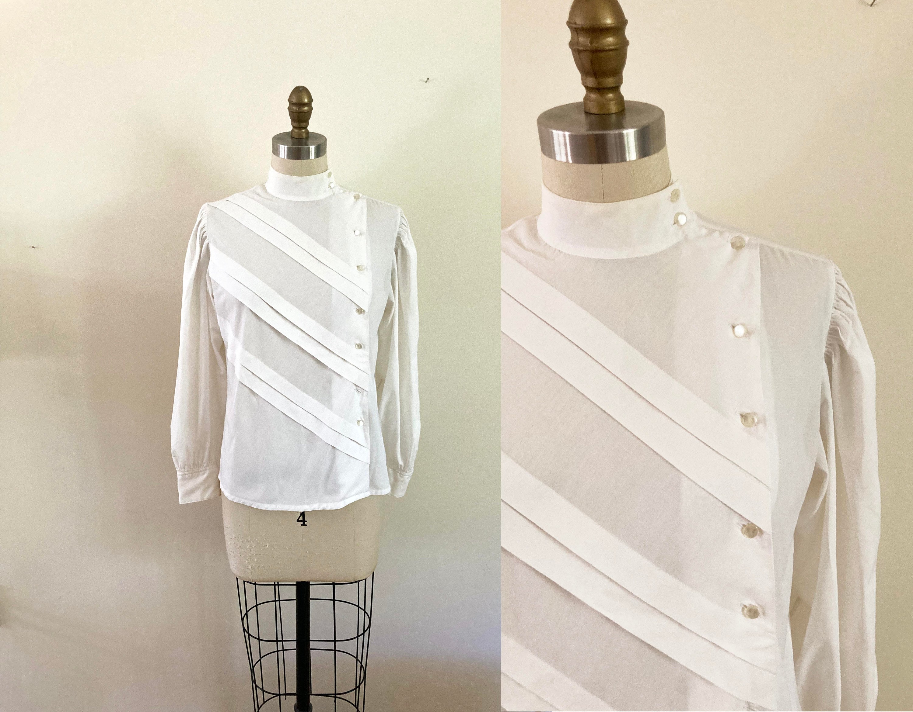 Vintage 1980s Ted Sollod Blouse / Small Medium Fitted Women's Button up ...