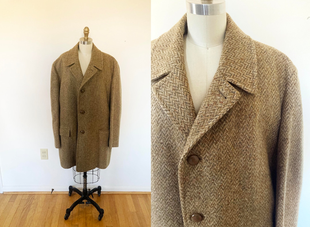 Vintage London Fog Wool Herringbone Men's Coat / 46 Regular / 1960s ...
