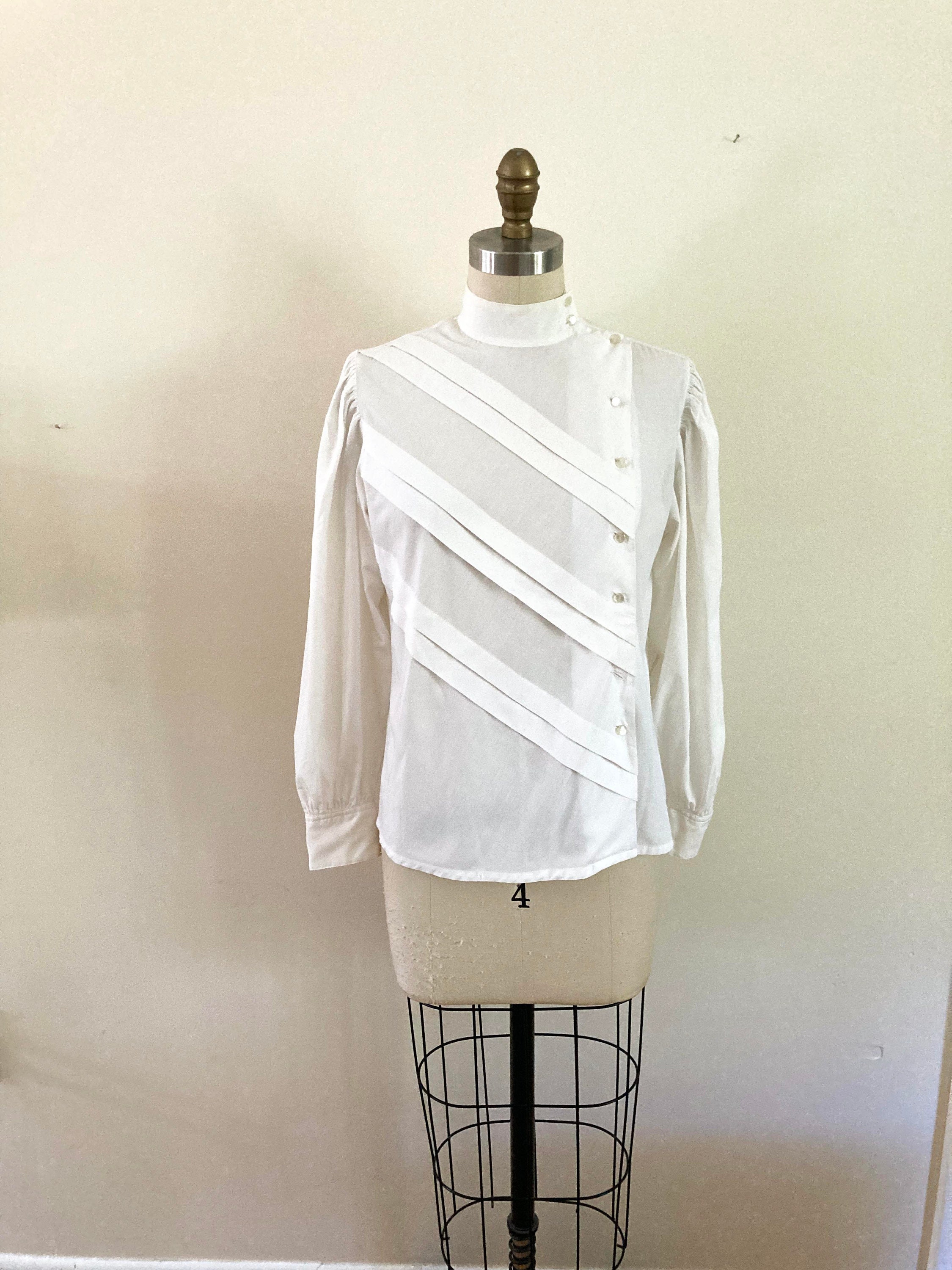 Vintage 1980s Ted Sollod Blouse / Small Medium Fitted Women's Button up ...