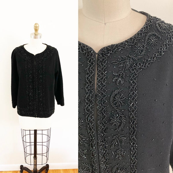 Black Beaded Sweater - Etsy