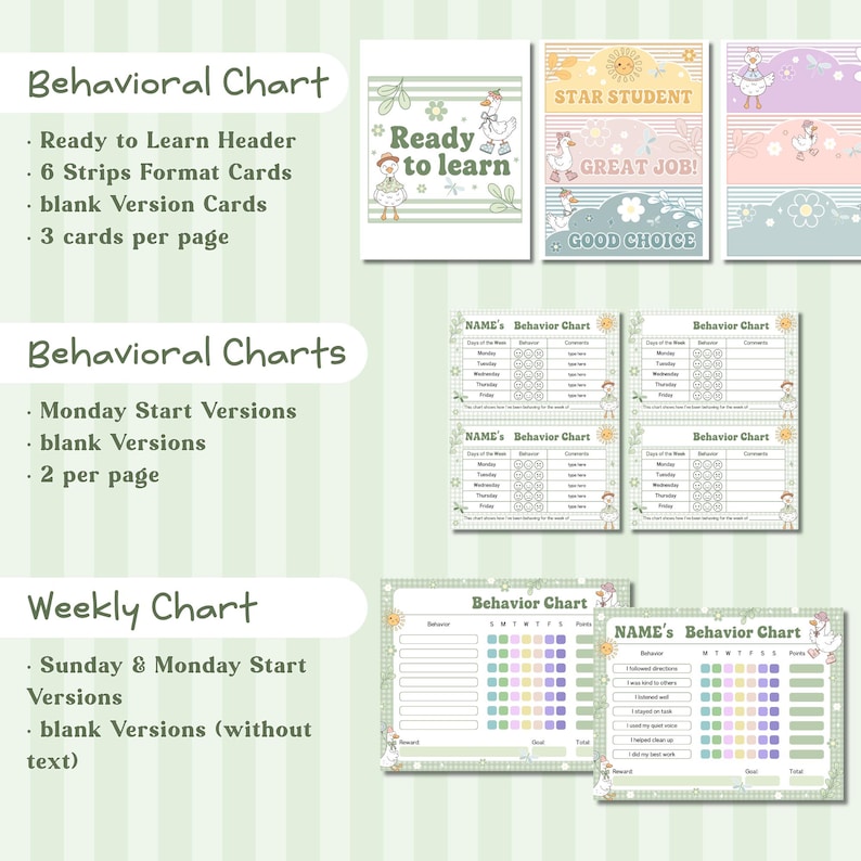 Goose Collection Behavioral Charts Bundle, Classroom Management ...