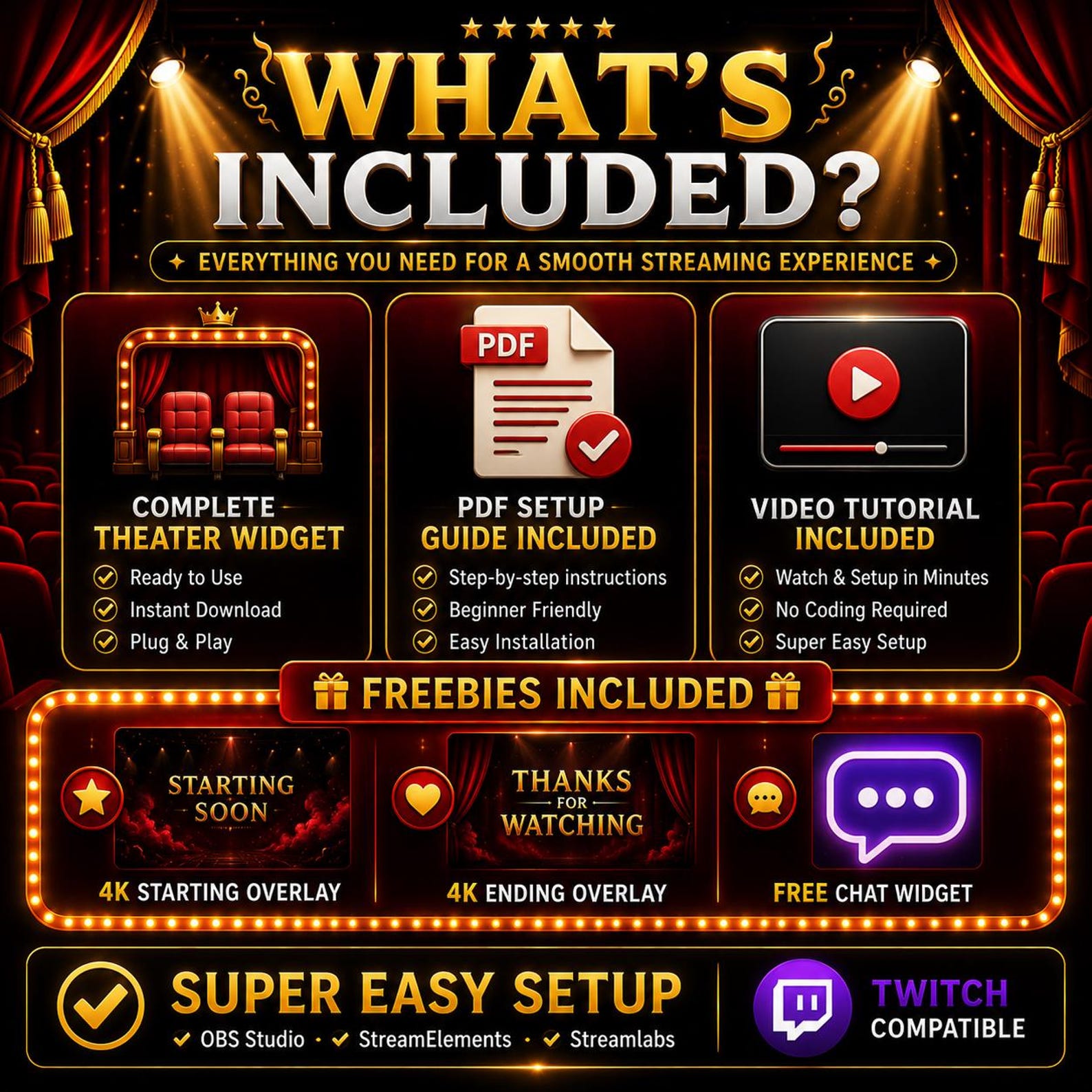 Theater Chat Widget Twitch OBS | Animated Cinema Movie Chat Overlay ...