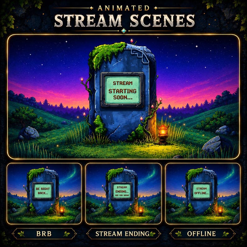Twitch Stream Overlay Bundle Dark Fantasy | Animated Gothic Enchanted ...