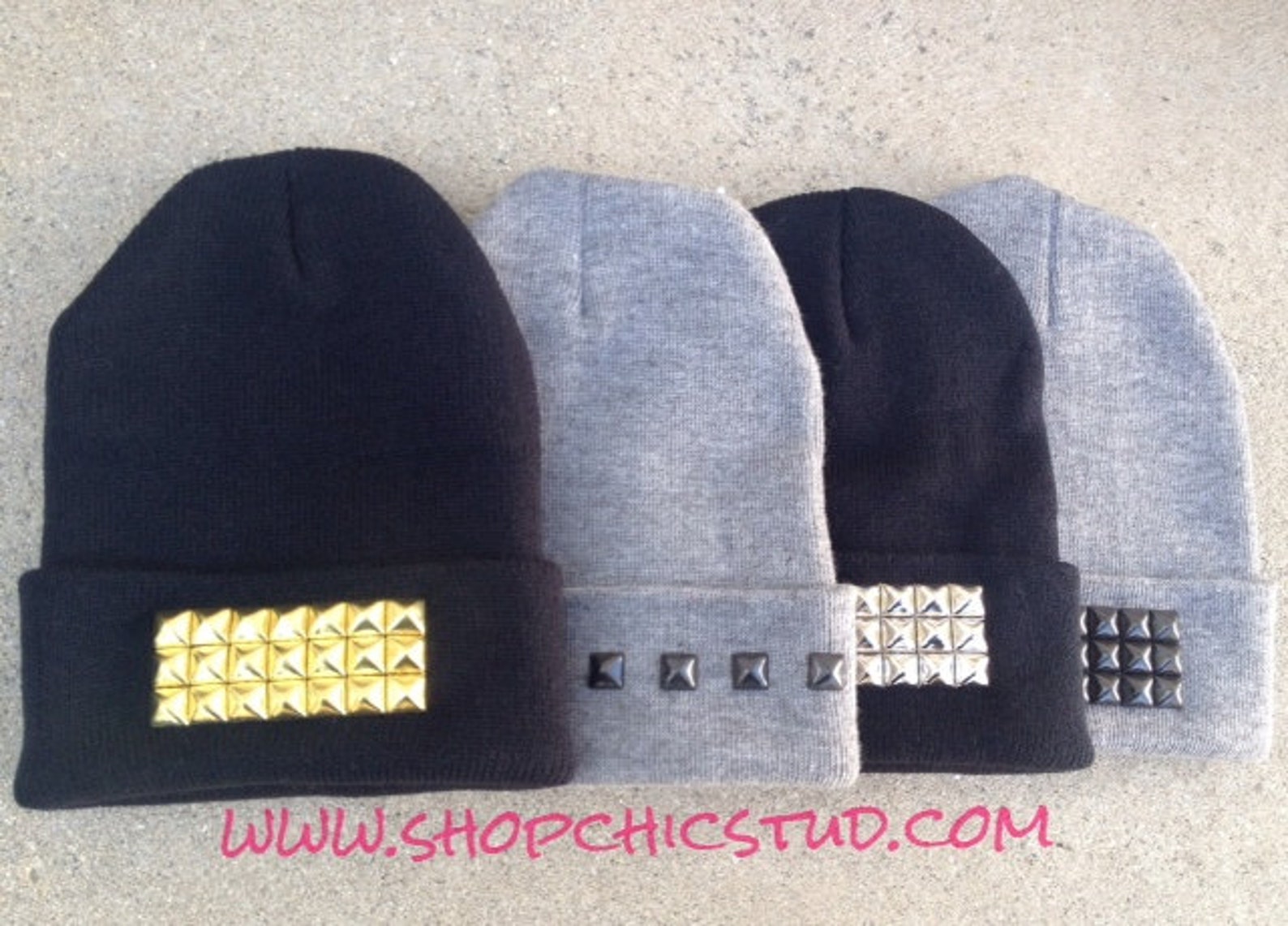 Studded Beanie Hat CHOOSE Stud Design & Color - Etsy