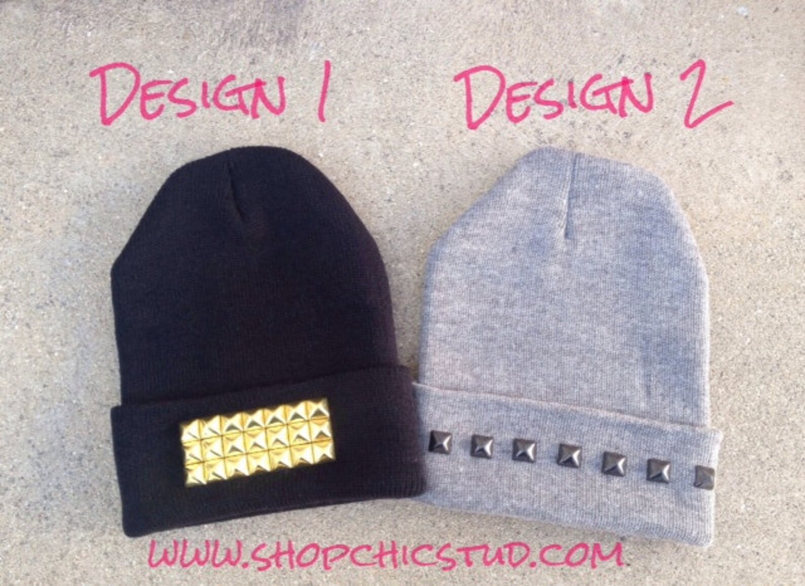 Studded Beanie Hat CHOOSE Stud Design & Color | Etsy
