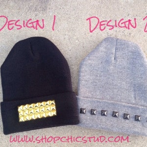 Studded Beanie Hat CHOOSE Stud Design & Color - Etsy
