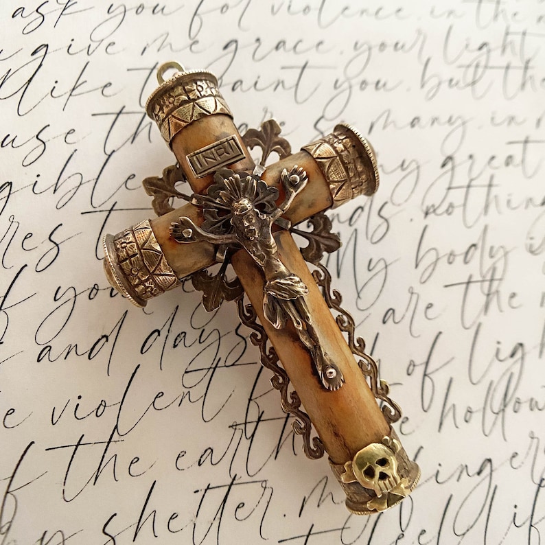 Rare Big Antique 10K Gold Bone Crucifix Pendant From the - Etsy