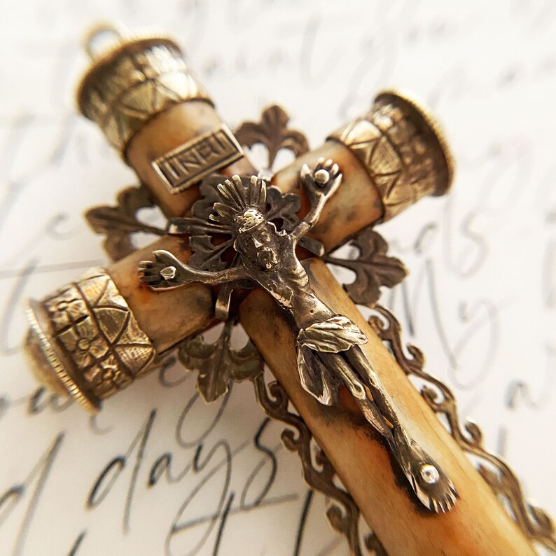 Rare Big Antique 10K Gold Bone Crucifix Pendant From the - Etsy