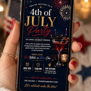 Adult Theme 4th of July Party Invitation - Etsy