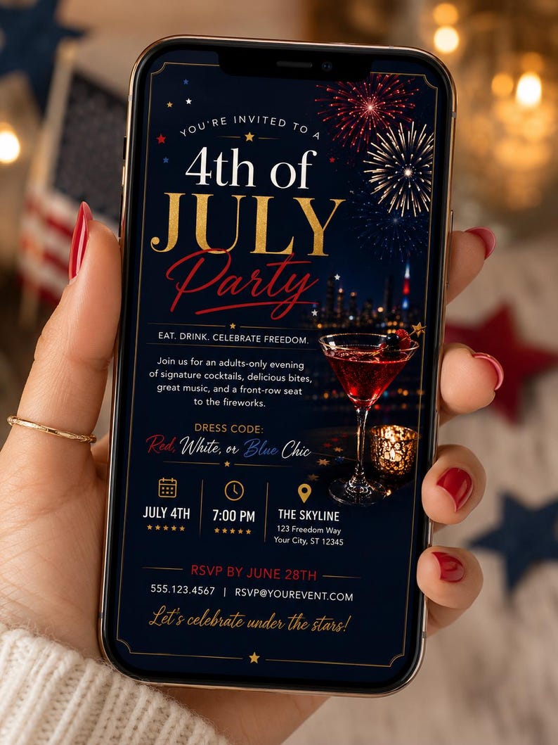 Adult Theme 4th of July Party Invitation - Etsy