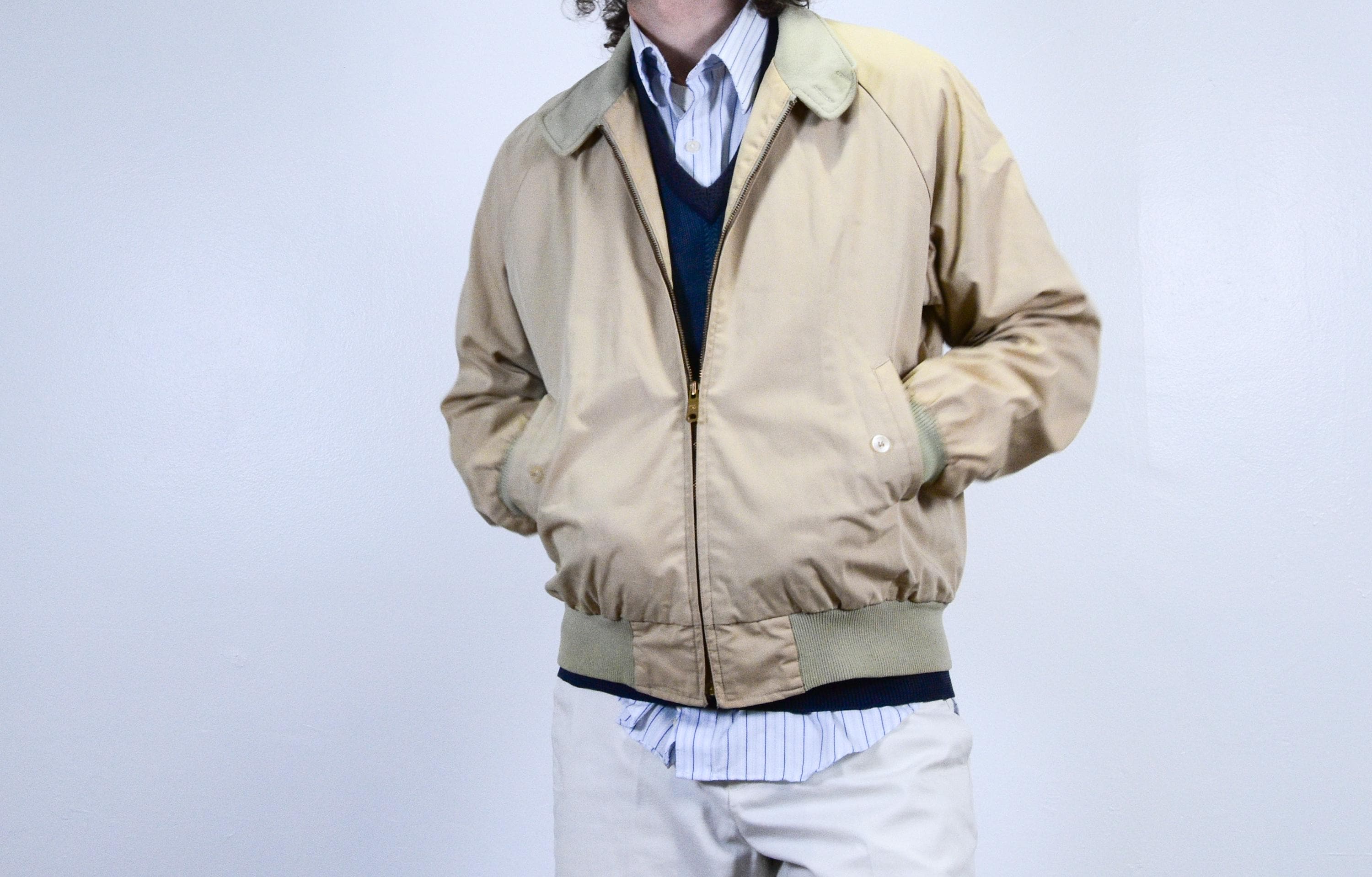 Vintage 70s Harrington Jacket: Khaki Stone Flannel Lined Spring Coat ...