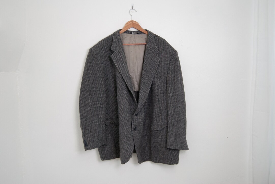 Vintage 1980s Men's Professors Jacket / Tweed Feel Gray Lambswool ...