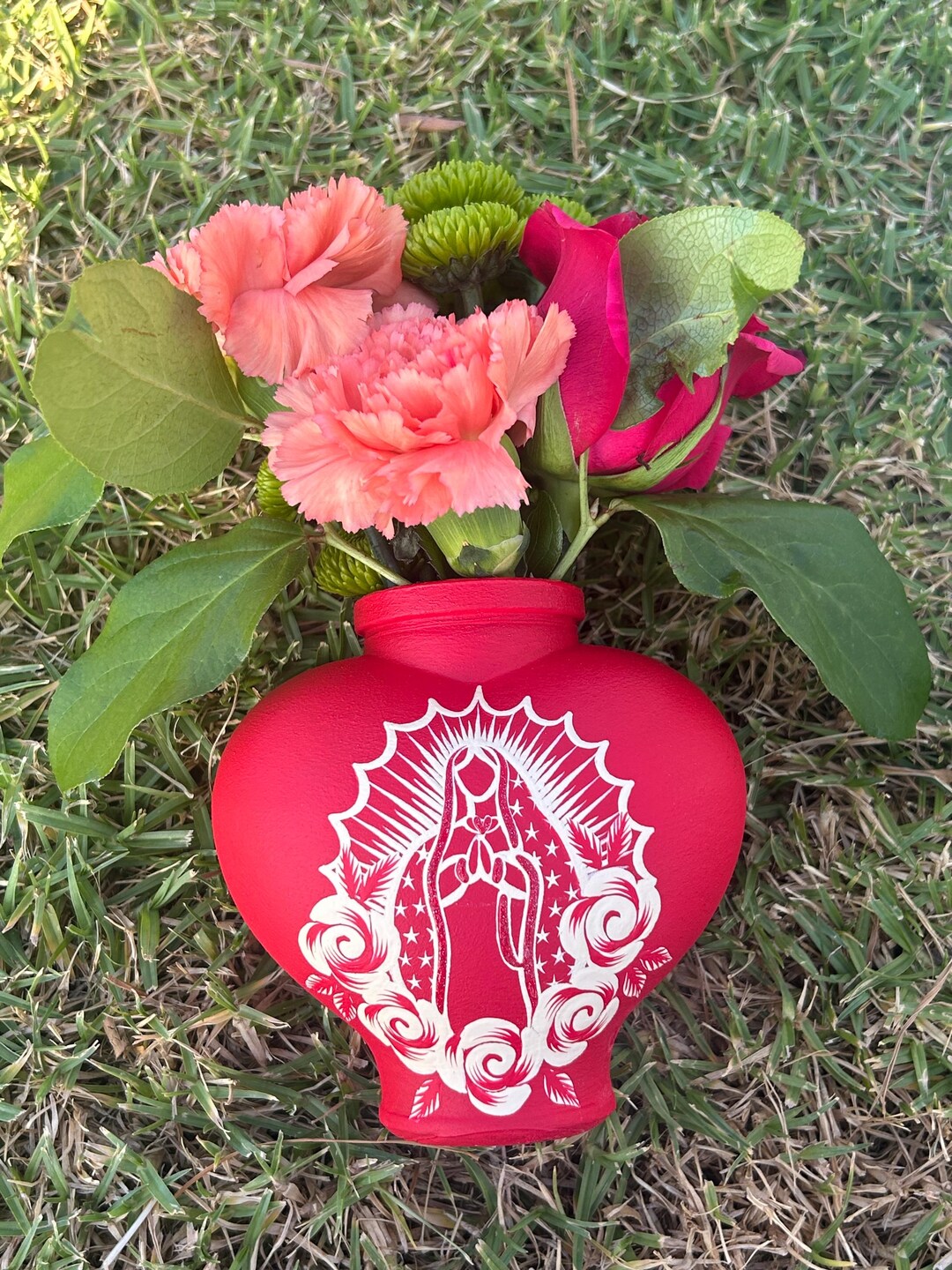Virgins Mary Large Red Heart Vase - Etsy