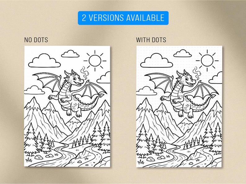 Printable Coloring Page - Sweet Dragon - Instant Digital Download (A4 ...