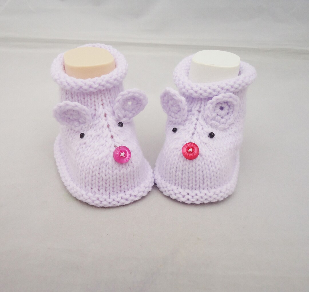Baby Booties, Cute Mouse Booties, Mouse Booties in Lavender - Etsy