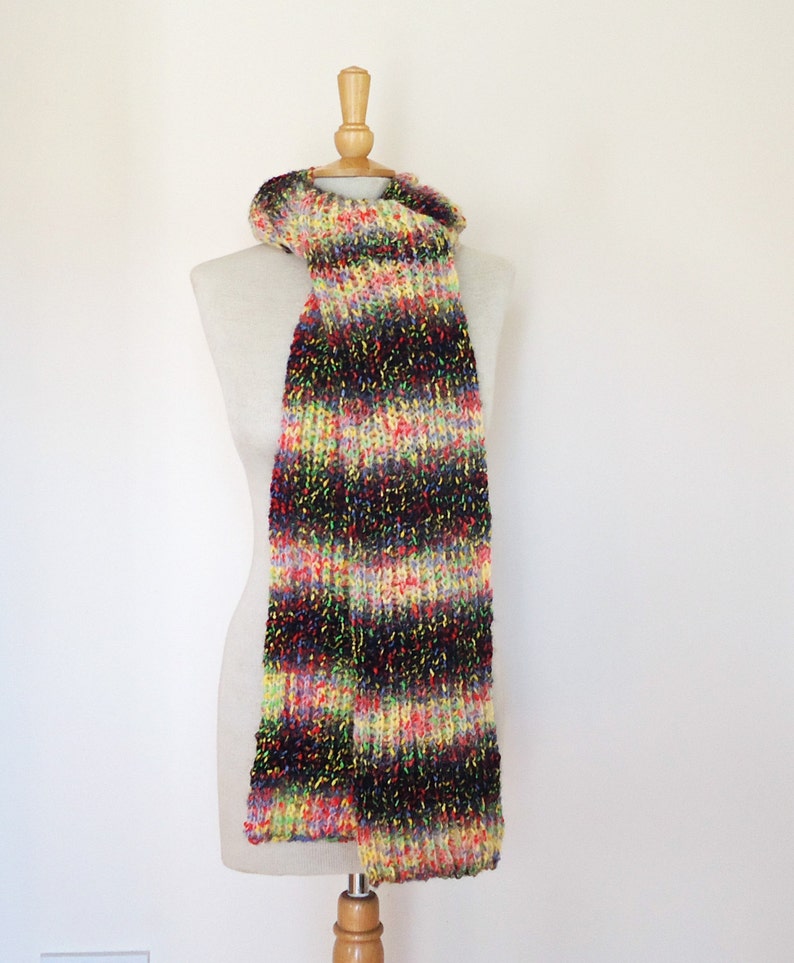Handknitted Scarf, Extra Long Scarf, Unisex Scarf, Multicolour Scarf ...