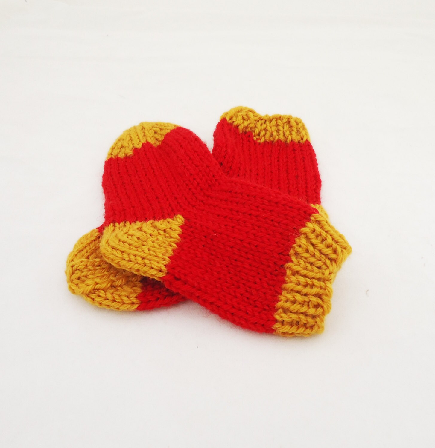 Baby Socks, Hand Knit Boy/girl Socks, Baby Socks in Red and Yellow, 0-3 ...