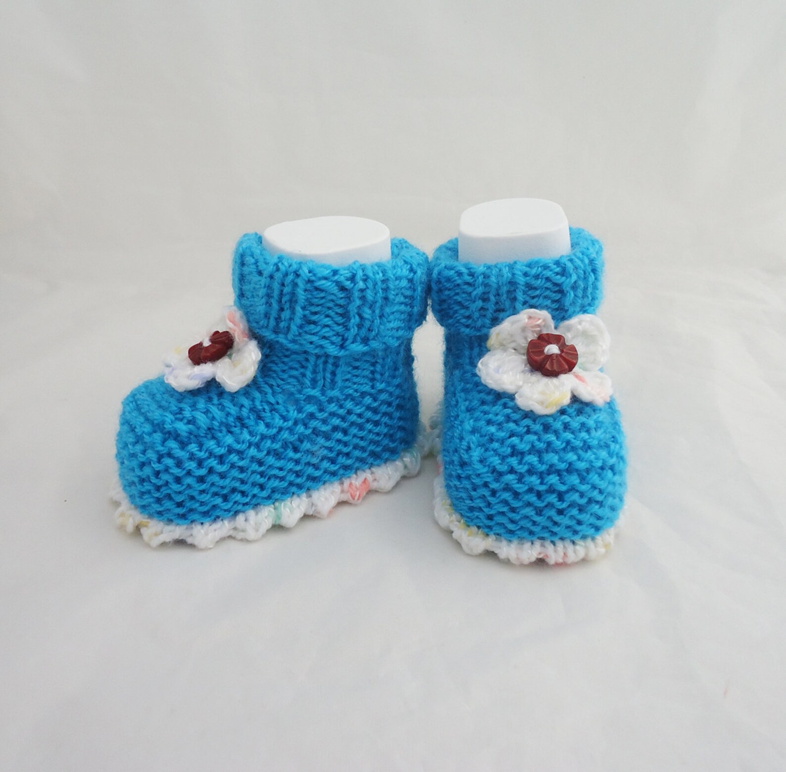Handknitted Baby Booties, Cute Baby Booties, Baby Booties, Aqua Blue ...