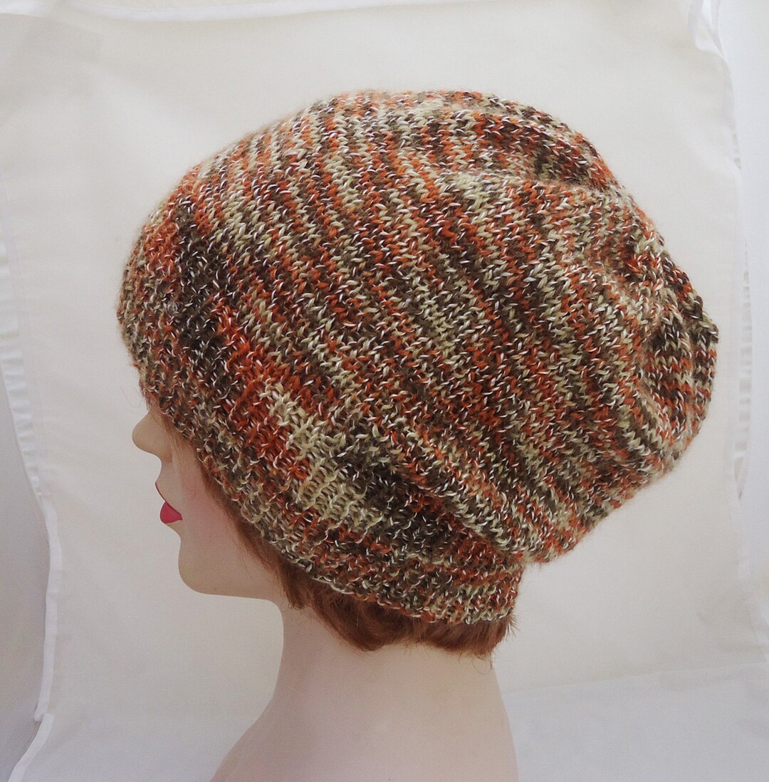Hand Knitted Women Hat, Slouch Hat for Women, Winter Seamless Hat, Hat ...
