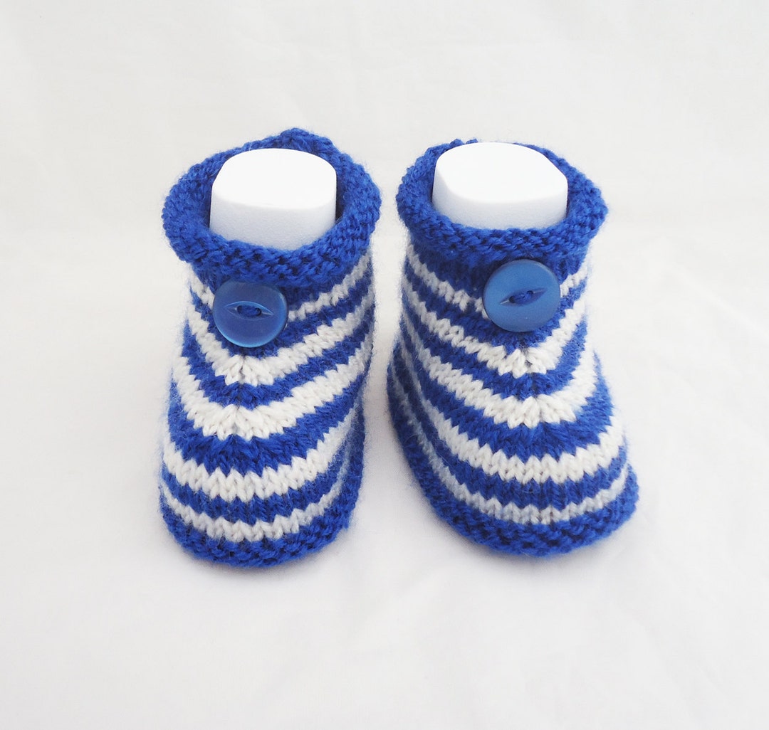 Knitt Baby Booties Cute Baby Booties Baby Booties Blue and - Etsy