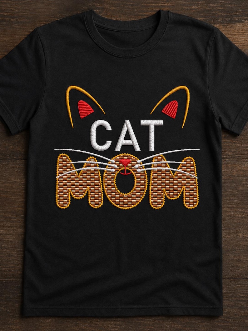 Cat Mom Embroidery Design | Machine File, Cat Love Dst Pes Hus Vp3 ...