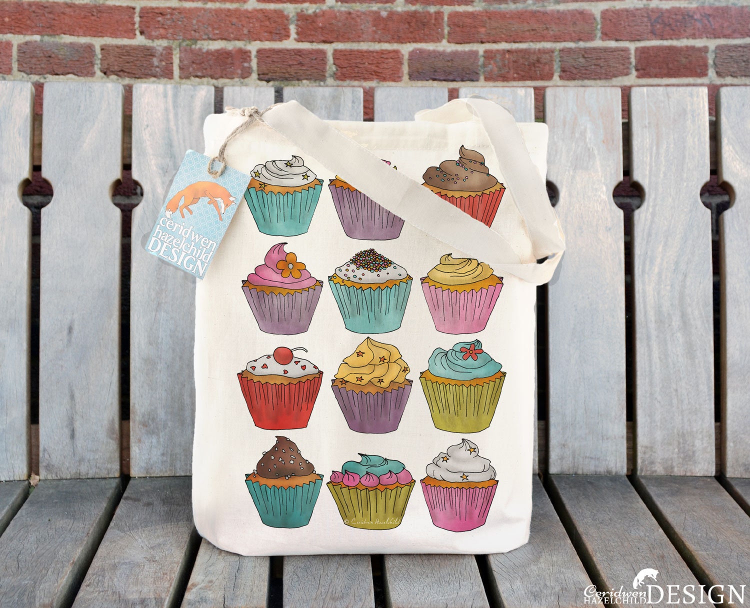 Cupcakes Tote Bag Ethically Produced Reusable Shopper Bag