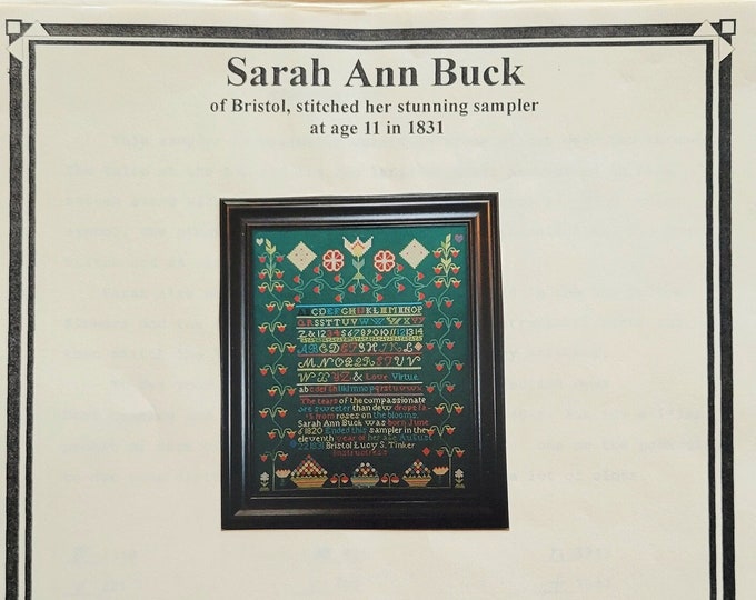 Rare SARAH ANN BUCK Sampler Cross Stitch Pattern by R & R Reproductions ...