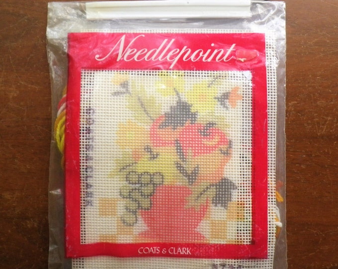 NIP Vintage COATS & CLARK Needlepoint Kit Still Life Bowl W/ Fruit and ...
