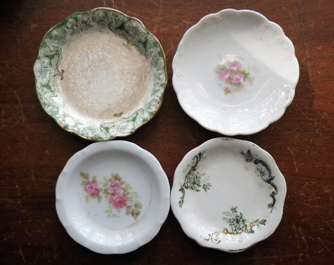 4 Shabby Butter Pat Dishes Mixed Lot Vintage Pink Green Vintage ...