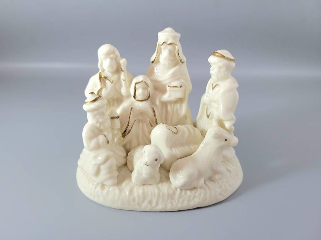 Porcelain Nativity Figurine Ivory With Gold Accents Vintage 1980's ...