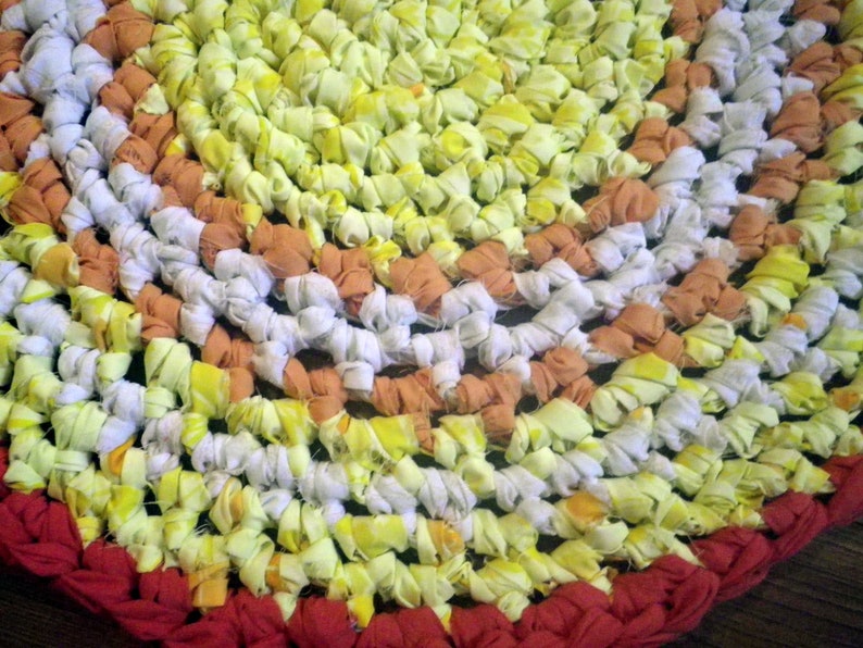 Artisan Crochet Rag Rug Day Lily Cottage Shabby Chic Eco - Etsy