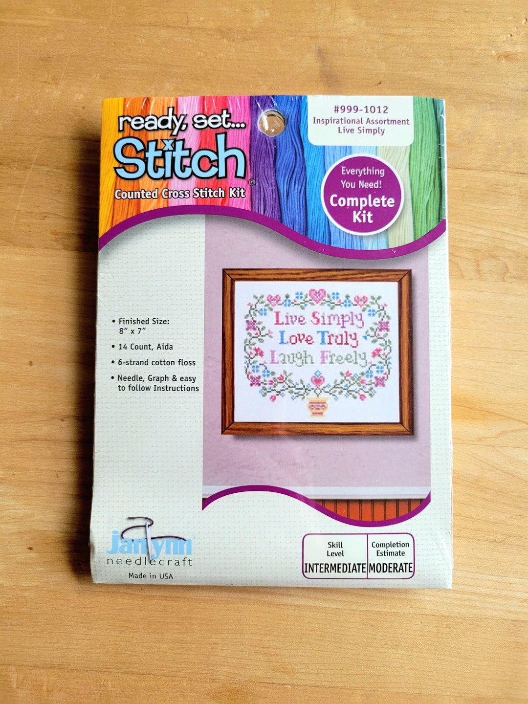 Live Simply Cross Stitch Pattern Kit by Janlynn 8x7 Inches From Ready ...