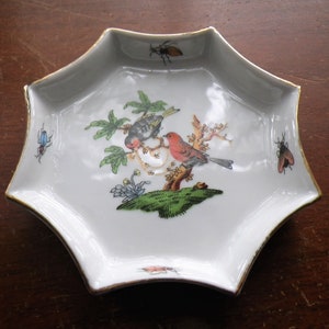 Octagon-shaped Trinket Dish W/ Birds Plants and Insects - Etsy