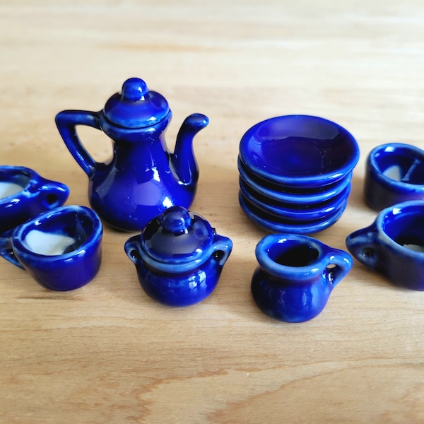 Cobalt Blue Miniature Tea Set - Etsy