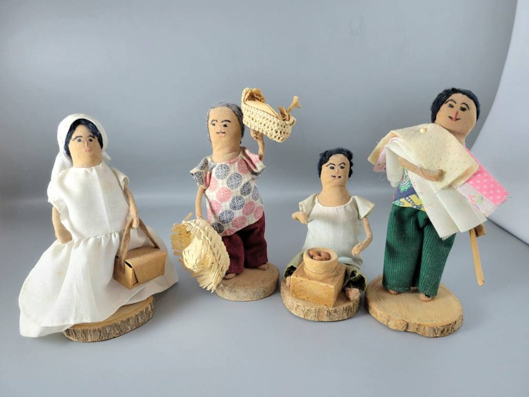 Handmade Vintage Set of 4 Folk Art Dolls Puerto Rico Quincanera Soft ...