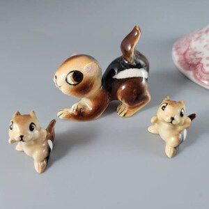 Vintage Set of 3 Chipmunk Family Miniature Figurines Mama Chipmunk and ...