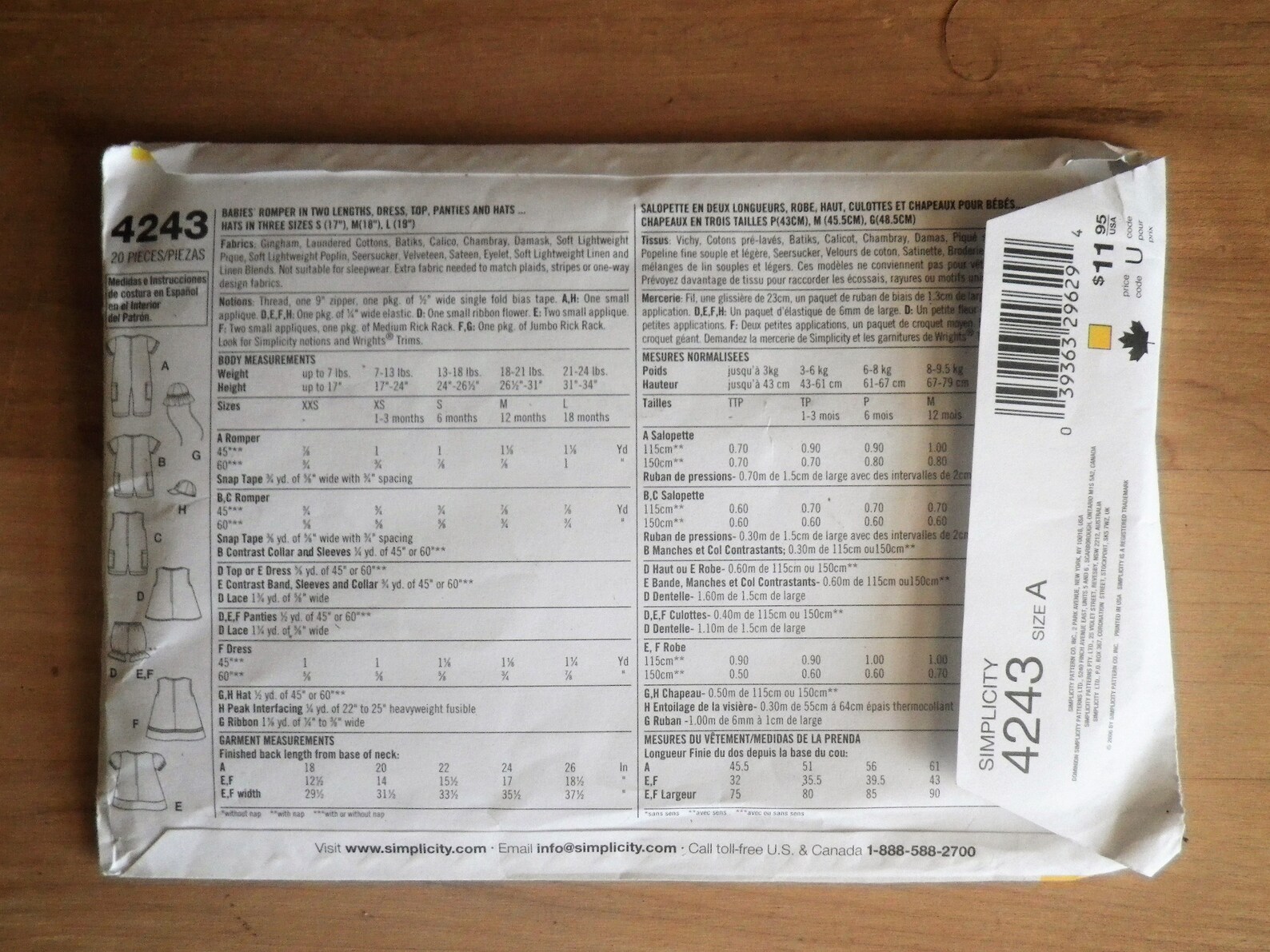 Simplicity Babies Clothes Pattern 4243 UNCUT Size A XXS-L - Etsy