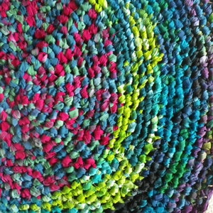 Artisan Crochet Rag Rug Cottage Batik Ocean 32 in Light Weight | Etsy