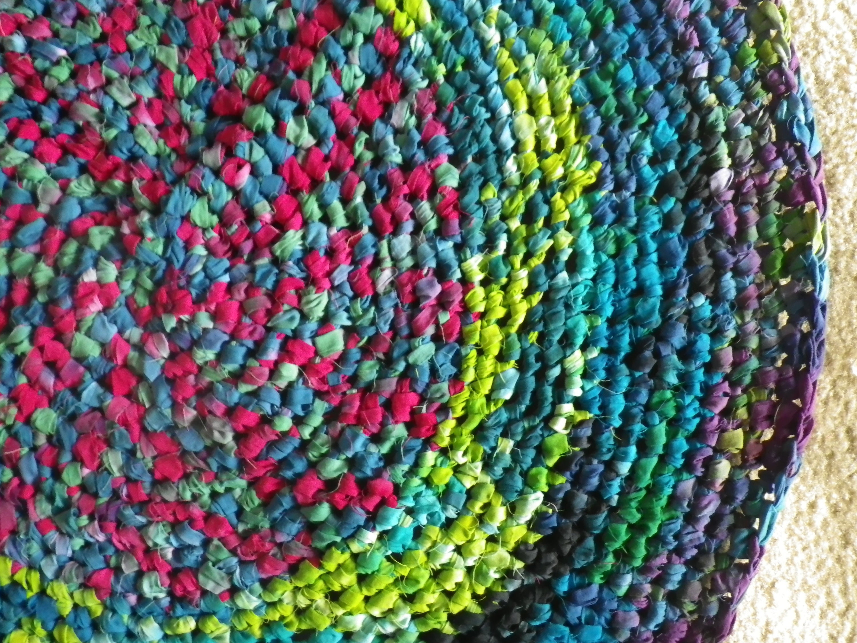 Artisan Crochet Rag Rug Cottage Batik Ocean 32 in Light Weight | Etsy