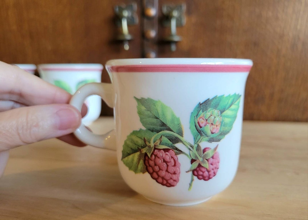 Set of 4 Stoneware Raspberry Cups Mugs Vintage Farmhouse - Etsy