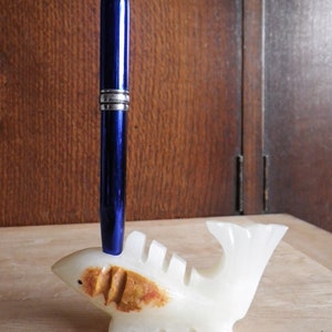 Natural Stone Fish Carving Stylized Pen or Taper Candle Holder - Etsy
