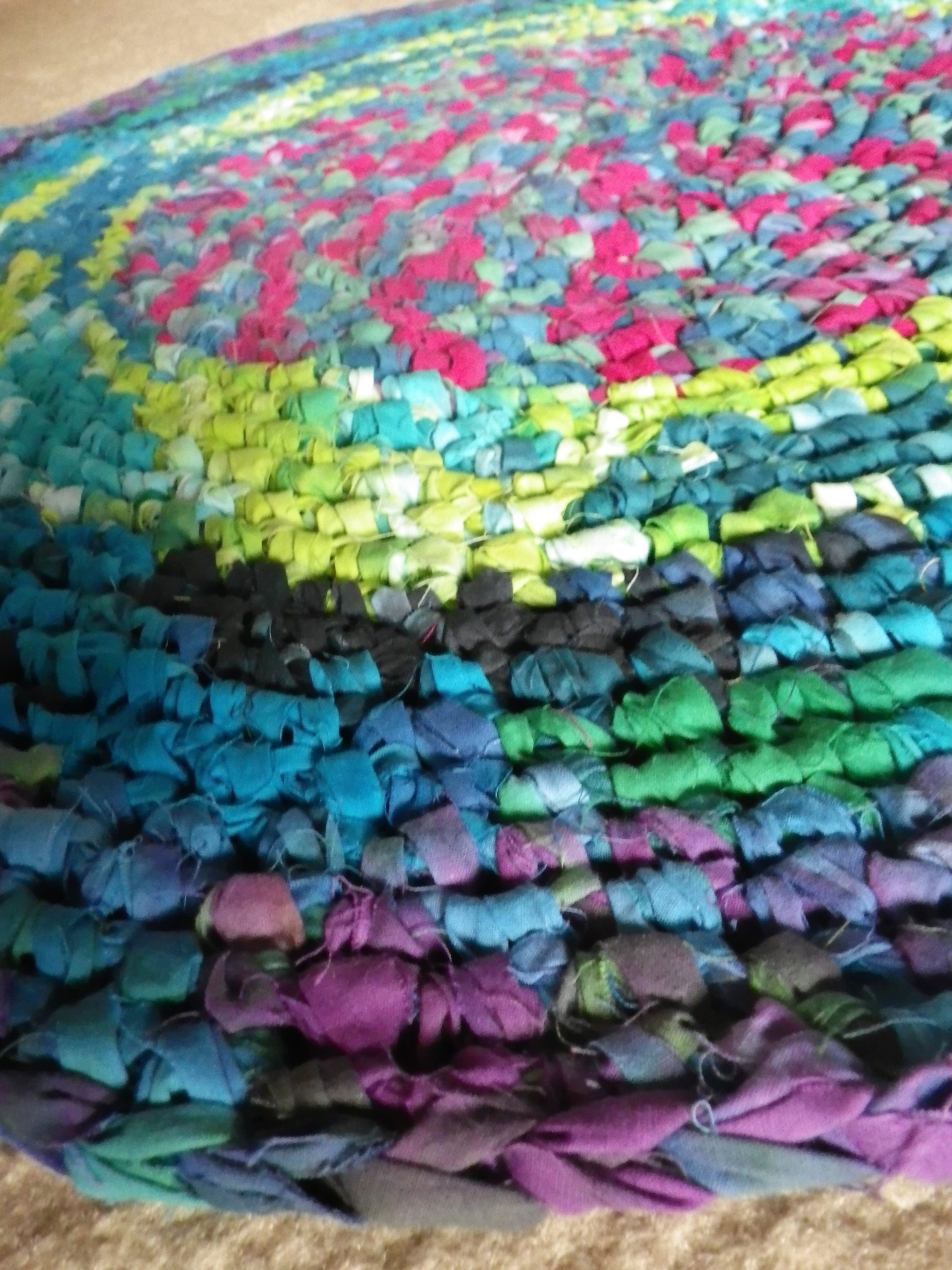 Artisan Crochet Rag Rug Cottage Batik Ocean 32 in Light Weight | Etsy