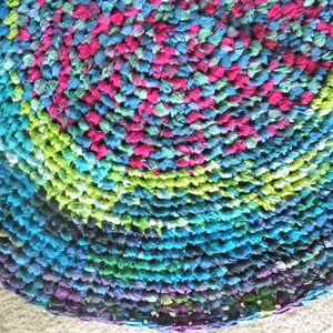 Artisan Crochet Rag Rug Cottage Batik Ocean 32 in Light Weight | Etsy