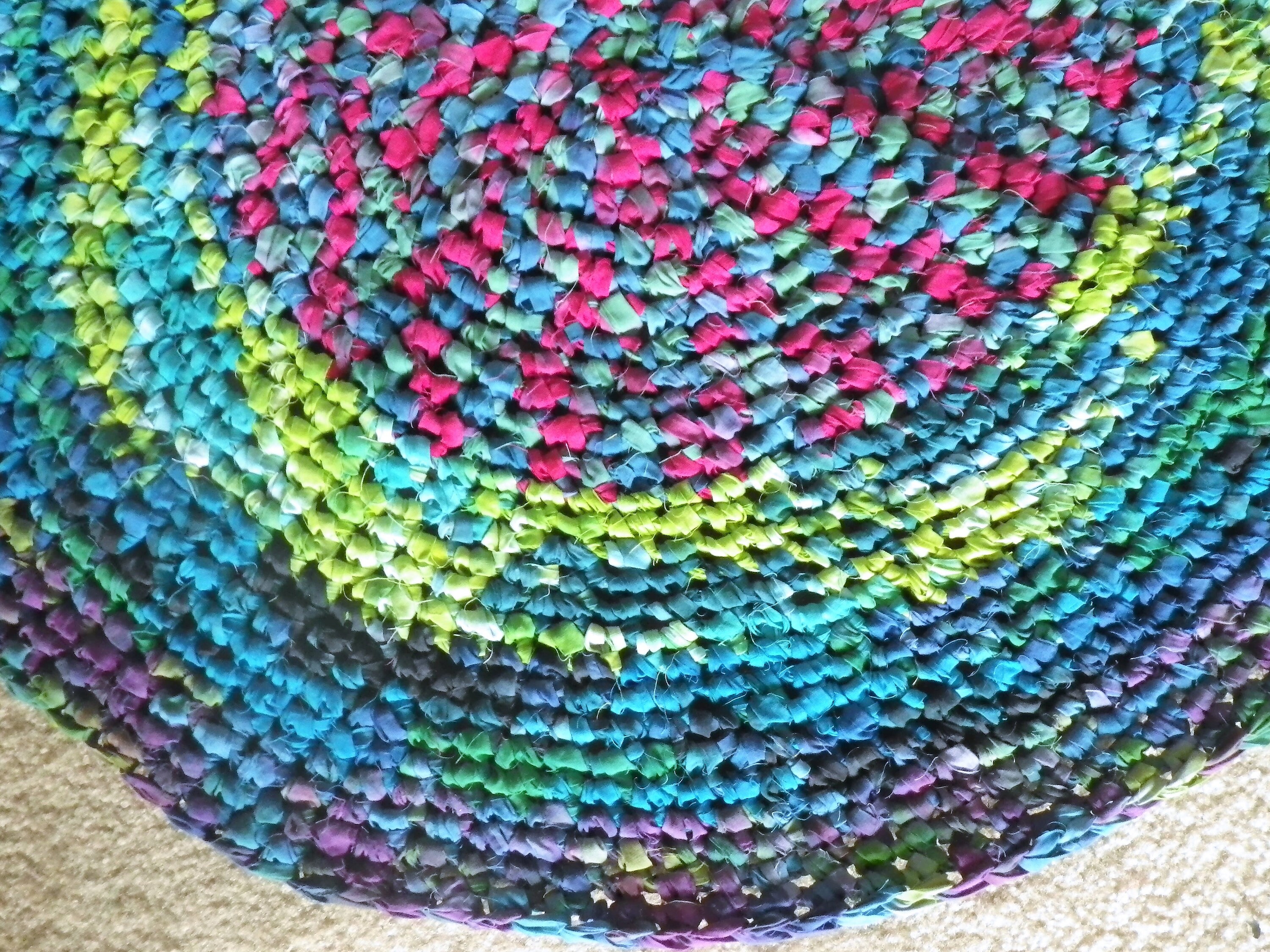 Artisan Crochet Rag Rug Cottage Batik Ocean 32 in Light Weight | Etsy