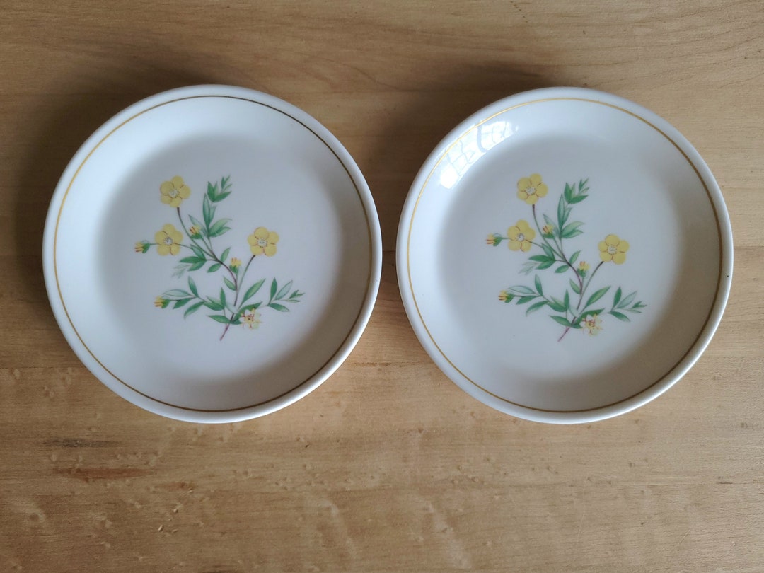 Set of 2 Small Plates Royal Kent - Yellow Floral Pattern - 4-7/8 Inch ...