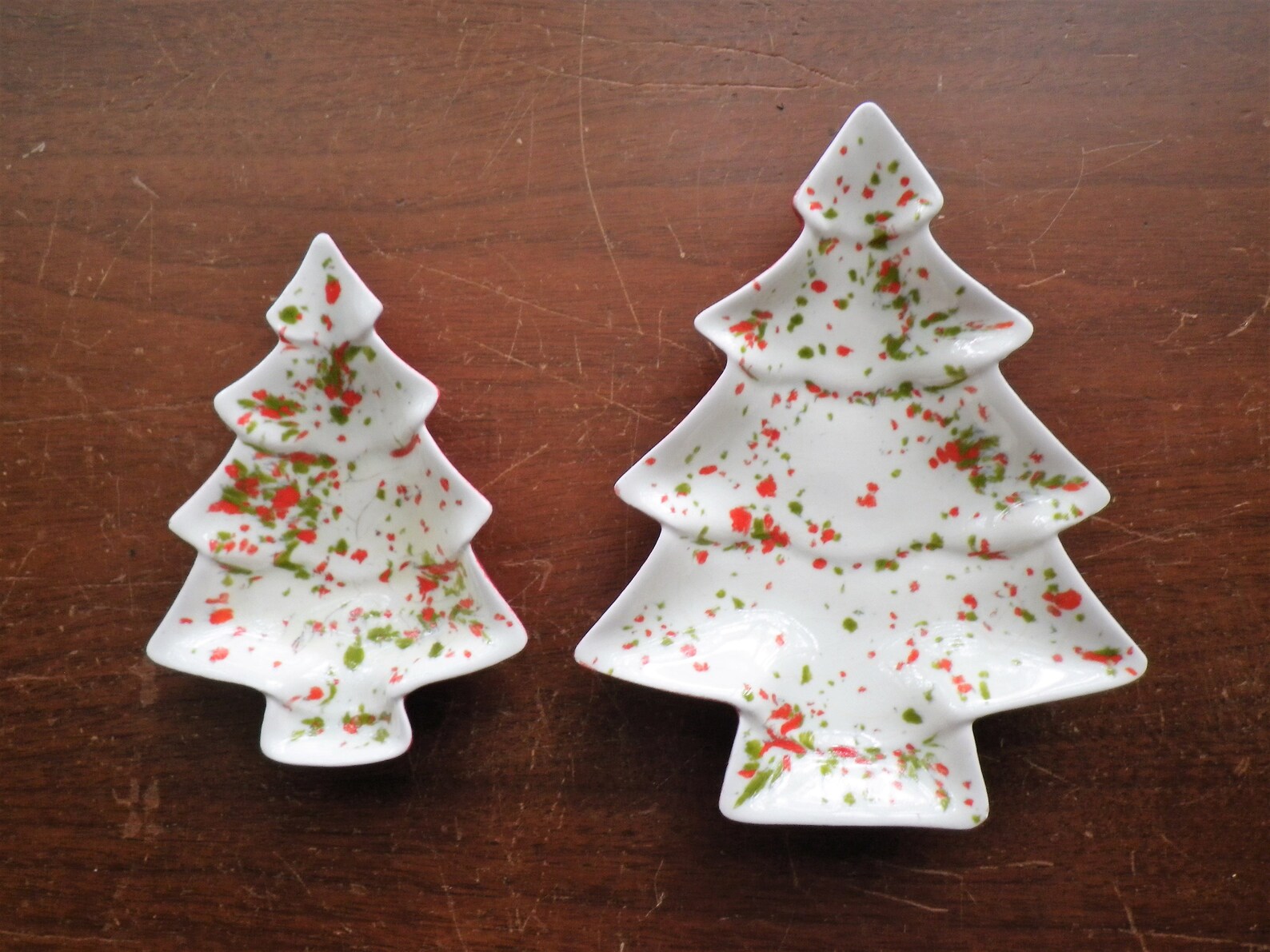 Pair of Funky Nesting Christmas Trees Candy Dishes Orange Red - Etsy
