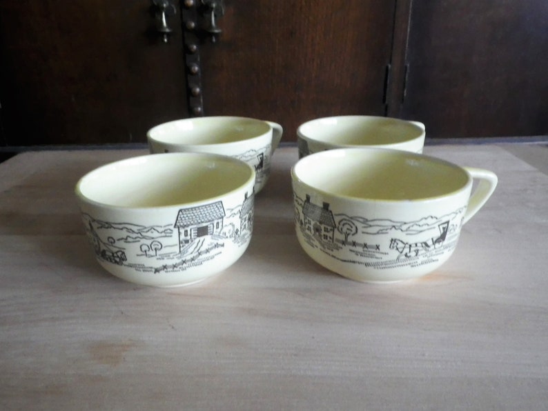 4 Vintage Cups Bucks County Pattern by Royal Sebring Ohio 1955 | Etsy