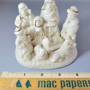 Porcelain Nativity Figurine Ivory With Gold Accents Vintage 1980's ...